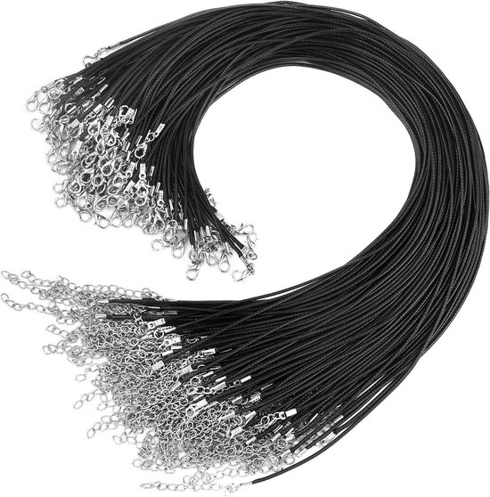 Allecto plus - 120 Stuks Zwarte Waxed Koord Met Sluiting - Voor Ketting ...