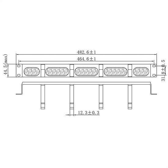 VALUE 19" frontpaneel, 4 ogen type G, kabeldoorvoer (borstel), zwart | bol