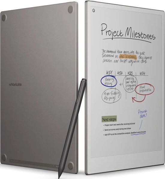 reMarkable® Paper Pro met Marker Plus en Draaibare Grijze hoes - | bol