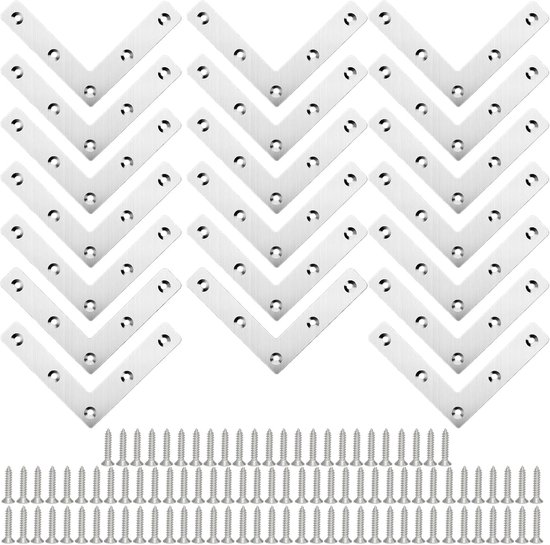 Pack of 20 vlakke hoeken - 90 graden - 80 x 80 mm - hoekverbindingen ...