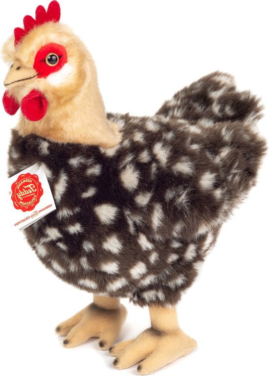 Pluche kip knuffel - 24 cm - multi kleuren - met 2x gele kuikens van 7 ...