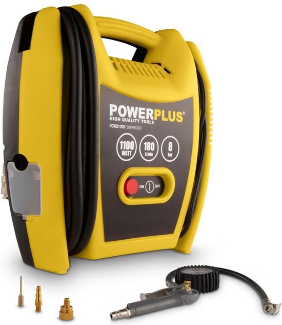 Powerplus POWX1705 Compressor - Luchtcompressor - 1100W - 8 bar - 3m ...