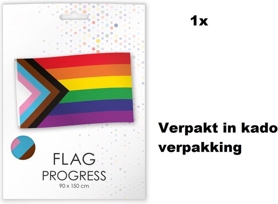 Vlag LGBT pride 90cm x 150cm - Vlag Progress - Vlag verpakt in nette doos - Landen... | bol