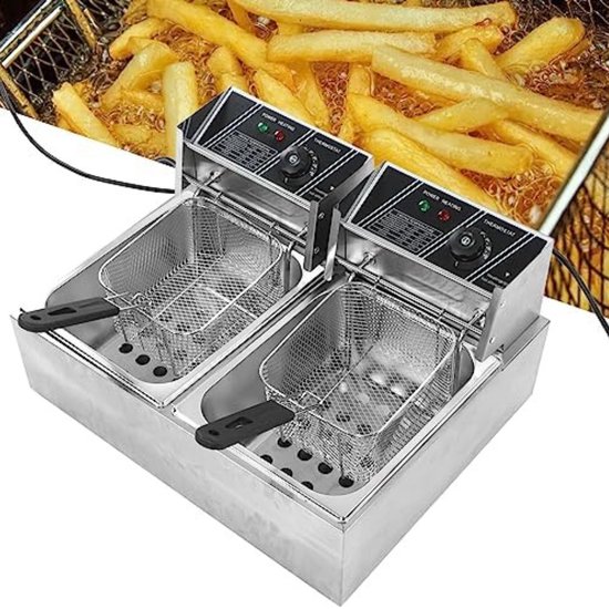 Dubbele frituurpan - Dubbele friteuse - Dubbele frietpan - ‎60 x 50 x ...