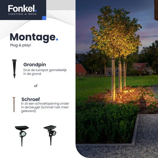 Fonkel Set 3x LED Tuinspots voor Buiten Waterdicht IP65 Zwart - Solar ...