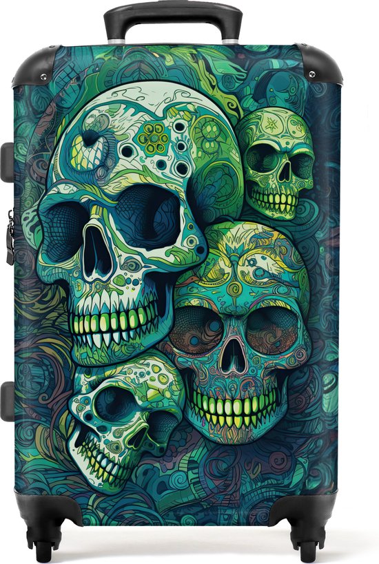 NoBoringSuitcases.com - Grote koffer - Doodskop - Groen - Abstract ...