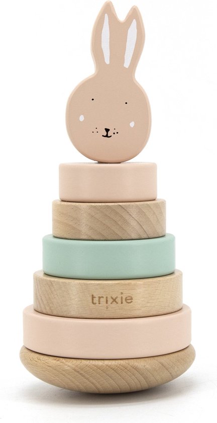 Trixie Houten stapeltoren - Mrs. Rabbit - Educatief - Hout speelgoed - Motoriek | bol
