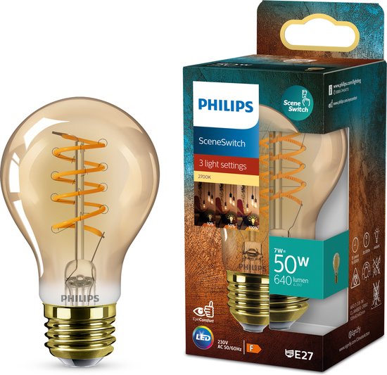 Philips Deco LED - SceneSwitch - 50W - E27 fitting - A60 Standaard lampvorm -... | bol