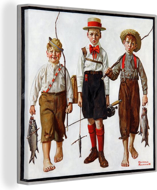 Canvas Schilderij The catch - schilderij van Norman Rockwell - 50x50 cm ...