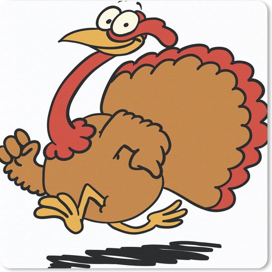 Cartoon tekening van een kalkoen die rent | bol.com