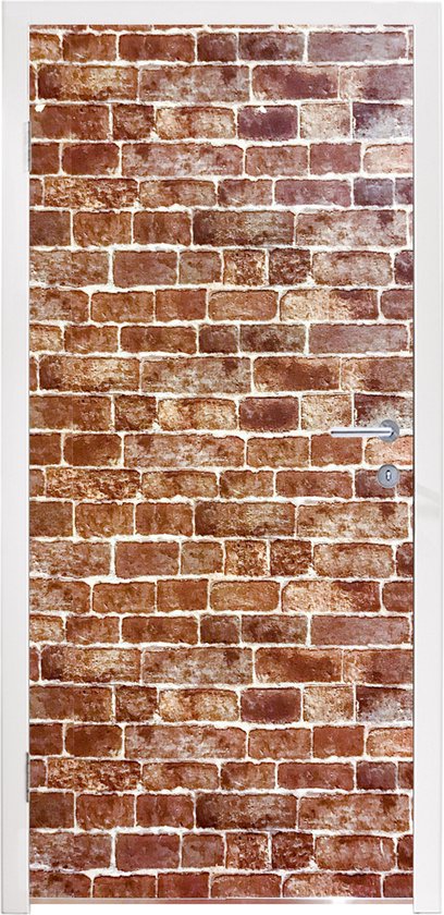 Deursticker Baksteen - Bruin - Wit - Muur - 90x215 cm - Deurposter | bol