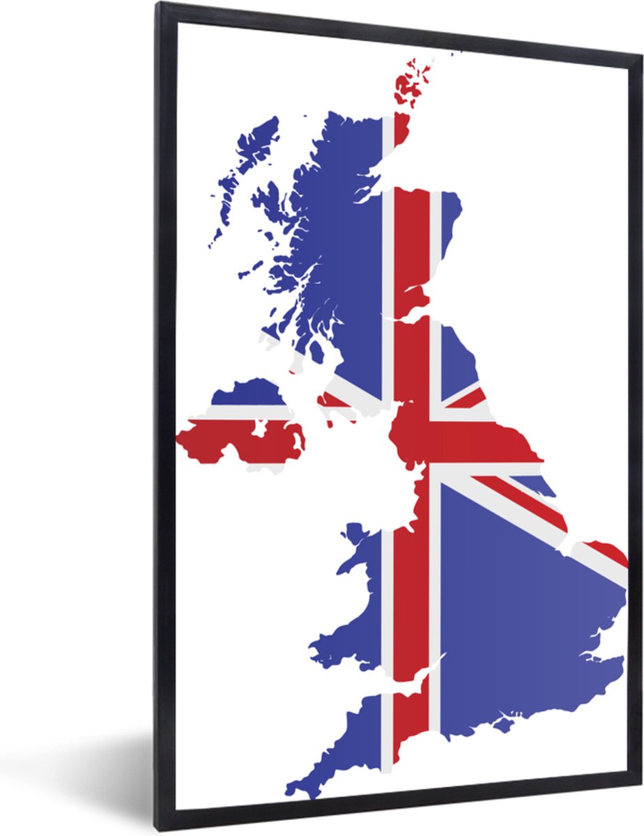 Fotolijst incl. Poster - Kaart van Engeland van vlag - 40x60 cm ...