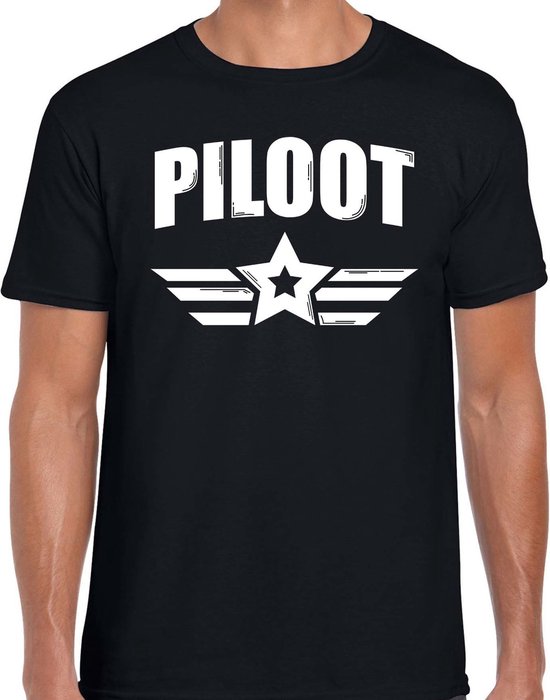 Piloot ster verkleed t-shirt zwart voor heren - generaal / piloot ...