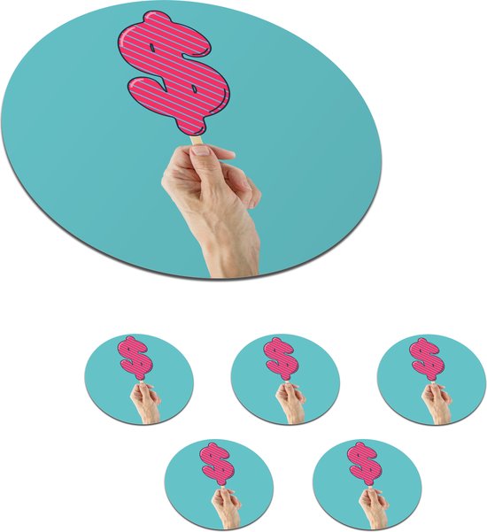 Onderzetters voor glazen - Rond - Getekend ijsje boven ijslollystokje ...