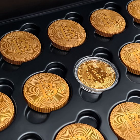 Bitcoin Chocolade Gift Set | 14 Bitcoin Chocolademunten van Goud ...