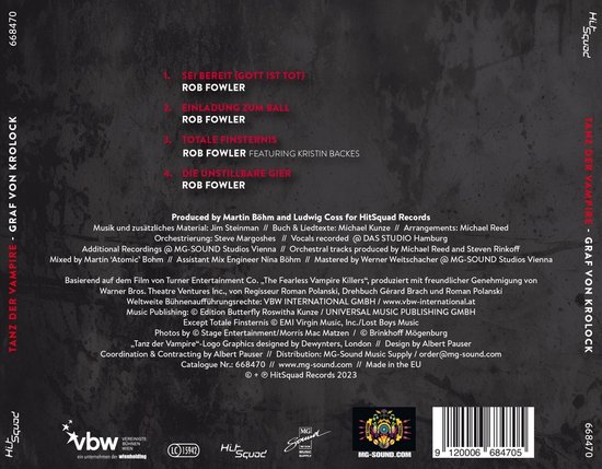 Rob Fowler & Kristin Backes - Tanz Der Vampire- Graf Von Krolock (CD ...