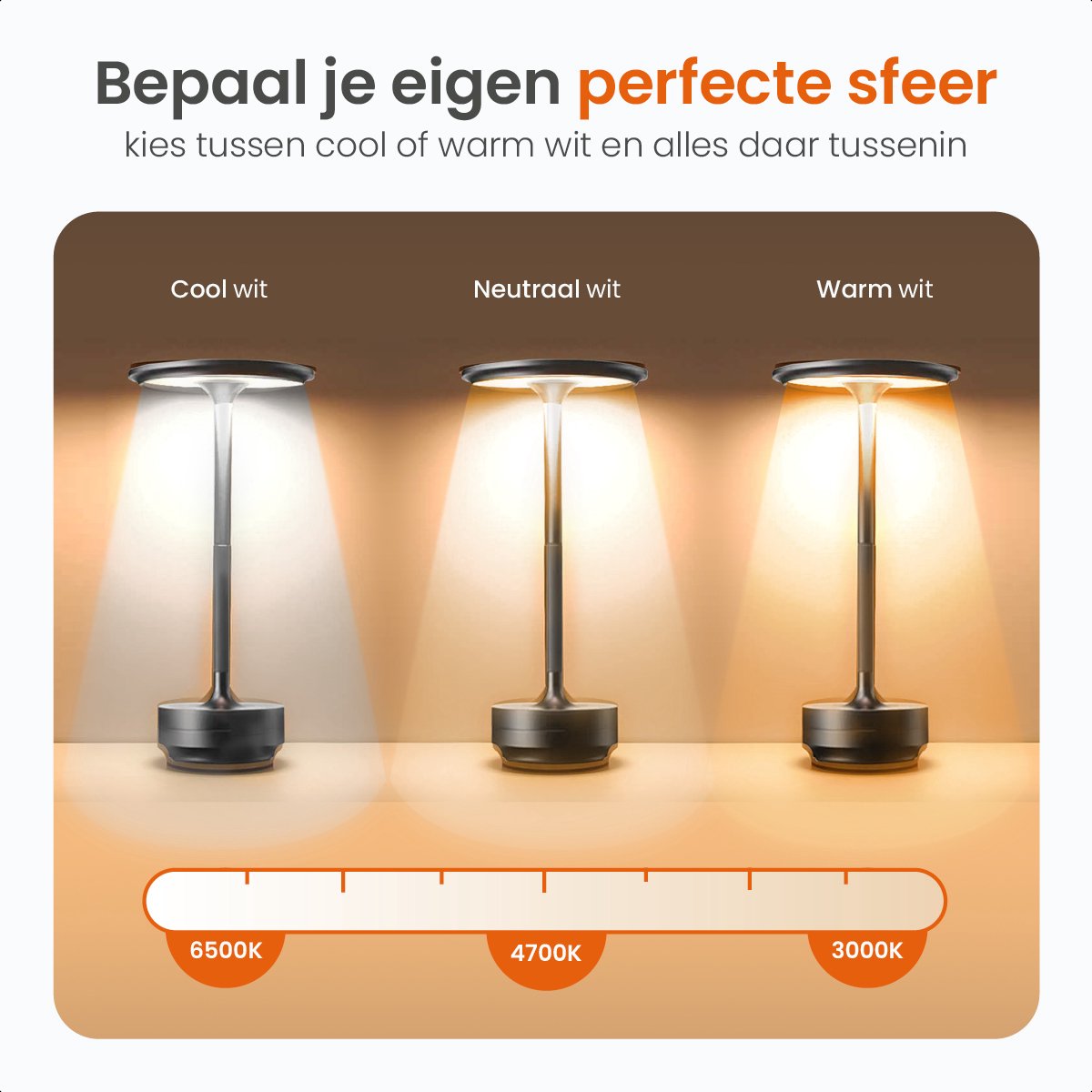 Goliving Tafellamp Oplaadbaar – Draadloos en dimbaar – Moderne touch ...