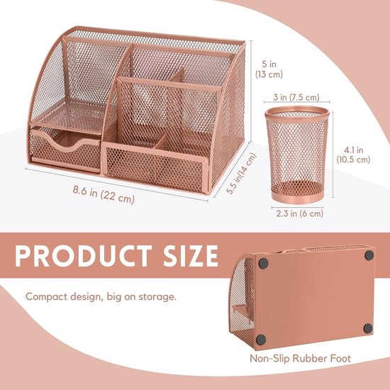 Desk Caddy Organizer Goud Metaal Mesh Bureau Accessoires Set voor Dames ...