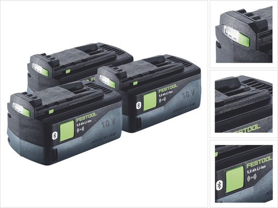 Festool accuset 3x BP 18 Li 5.0 ASI accu 18 V 5.0 Ah / 5000 mAh Li-Ion ...