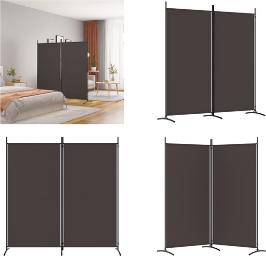 vidaXL Kamerscherm met 2 panelen 175x180 cm stof bruin - Kamerscherm ...