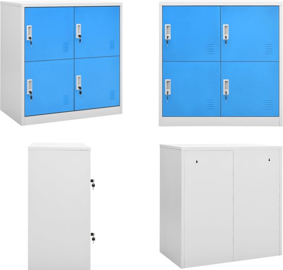 vidaXL Lockerkast 90x45x92,5 cm staal lichtgrijs en blauw - Lockerkast ...