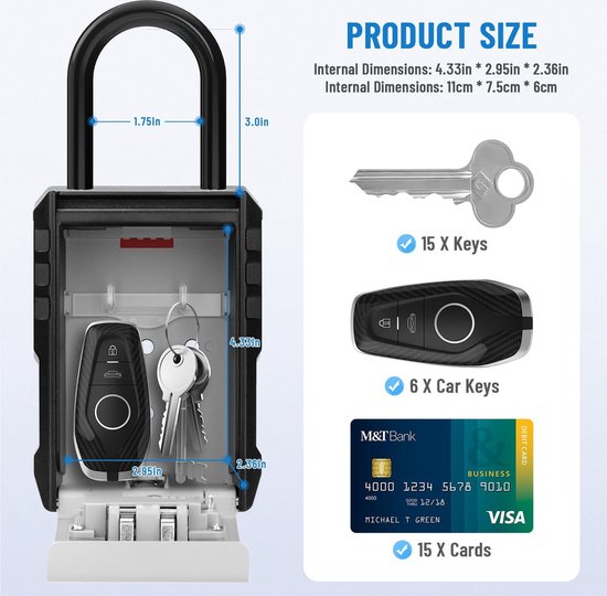 Grote sleutelkluis voor wandmontage en hangend sleutelkastje met ...