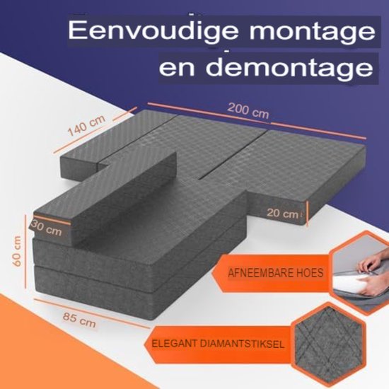 Logeerbed Opvouwbaar - Logeerbed Inklapbaar - Logeermatras Opvouwbaar | bol