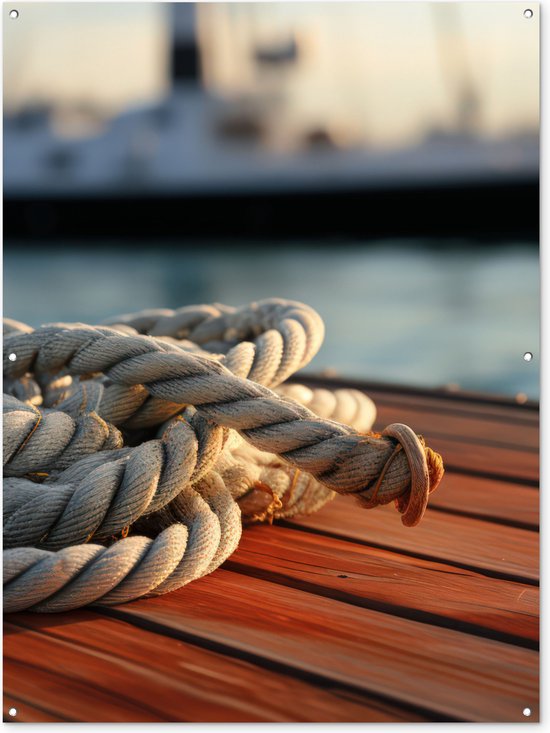 Muurdecoratie buiten Touw - Boot - Maritiem - Hout - Haven - 120x160 cm ...