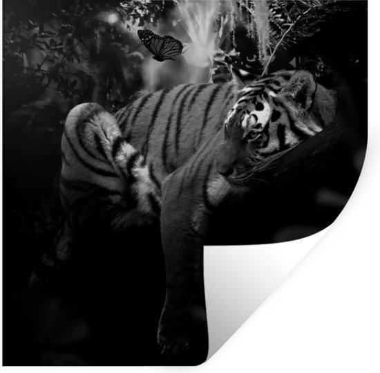 Muurstickers - Sticker Folie - Vlinder - Jungle - Tijger - Zwart - Wit - 30x30 cm -... | bol
