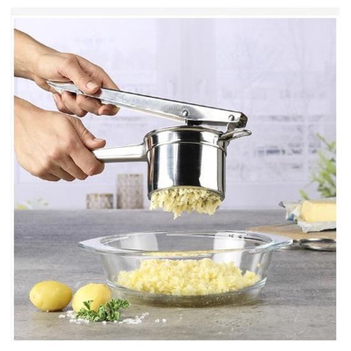 Aardappelpers / puree pers RVS met 3 schijven - Keukengerei / keuken ...