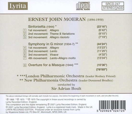 Moeran Symphony+Sinfonietta, Bou | CD (album) | Muziek | bol.com