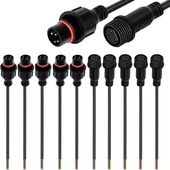 5 Sets Waterdichte 4-Polige Elektrische Connectoren IP67 met Kabel voor ...
