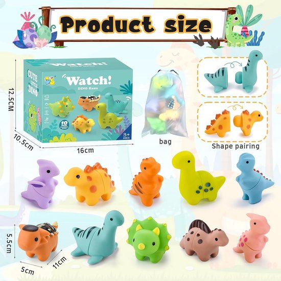 Houten Dinosaurus Sortierspel - Kleur- en Stapelblokken voor Fijne ...