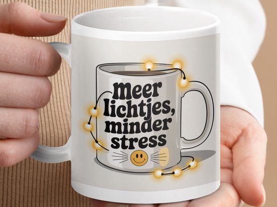 Mok, Meer Lichtjes, Minder Stress Mok, Leuke Mok, Positieve Vibes ...