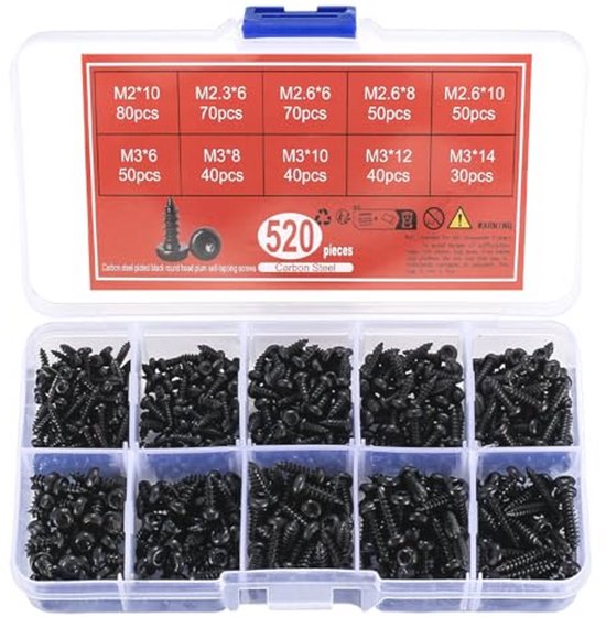 Zwarte Torx-Boorschroeven - 520 stuks, zelftappende houtschroeven met ...
