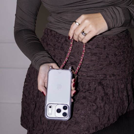 iPhone 15 Pro - Classic Chain - Burgundy (short) Transparant Cord Case ...