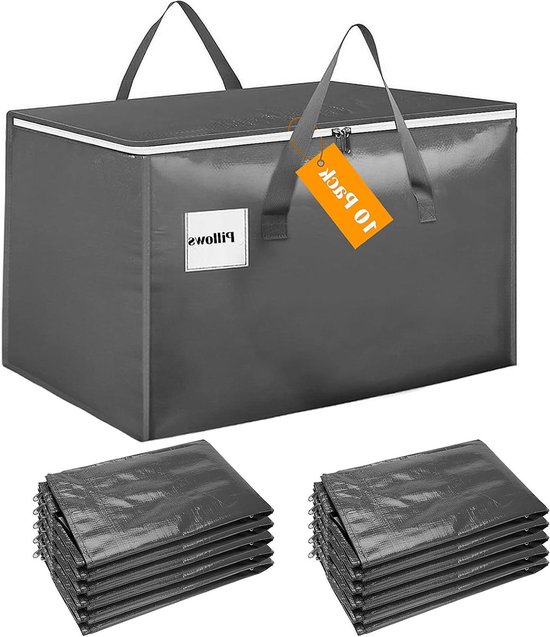 Cosensi - Waterdichte Verhuiszakken Grijs (10 Stuks) - Ritssluiting en ...
