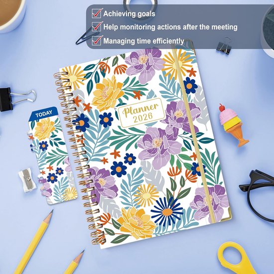Weekkalender 2026 A5 spiraalbinding met penlus en planstickers | bol