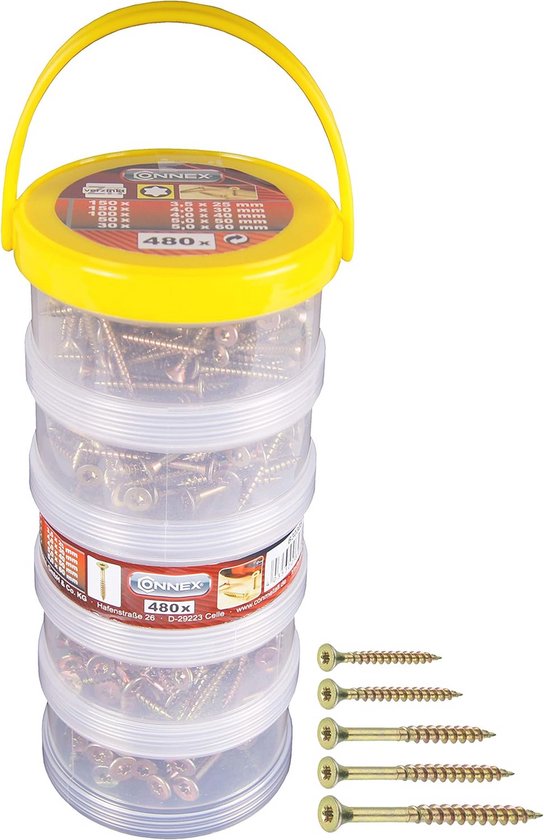 Universele Schroeven Assortiment 480-delig - Diverse Maten in Stapelbox ...