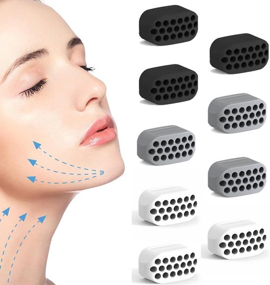 9-Piece Jaw Trainer Set - Double Chin Trainer - Silicone Jaw Exerciser ...