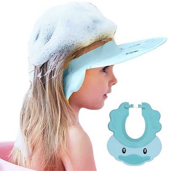 1-Pack Baby Shampoo Cap - Verstelbare Badmuts - Cartoonprint - Blauw | bol