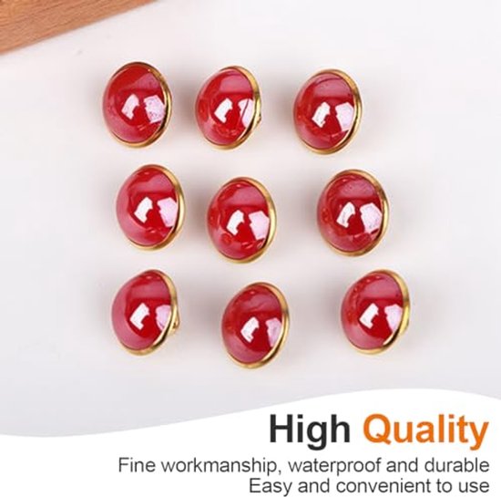 Buttons - 80pcs 10mm Pearl Resin Buttons, Half Resin Dome Cap Gold ...