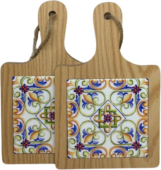 Set de 2 mini planches à découper en bois avec poignée pour la cuisine ...