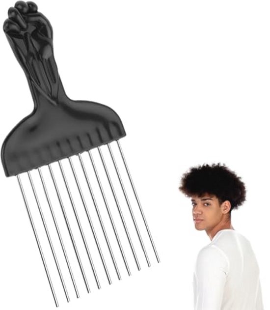 Duurzame Afrokam voor Krullend Haar - Metalen Stylingkam voor Mannen en ...
