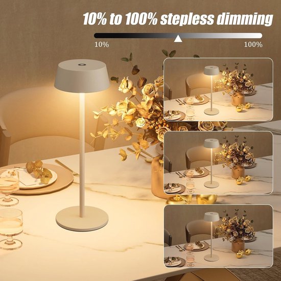 Draadloze Dimbare Led-tafellamp voor Binnen en Buiten - Warm Wit 3000K ...
