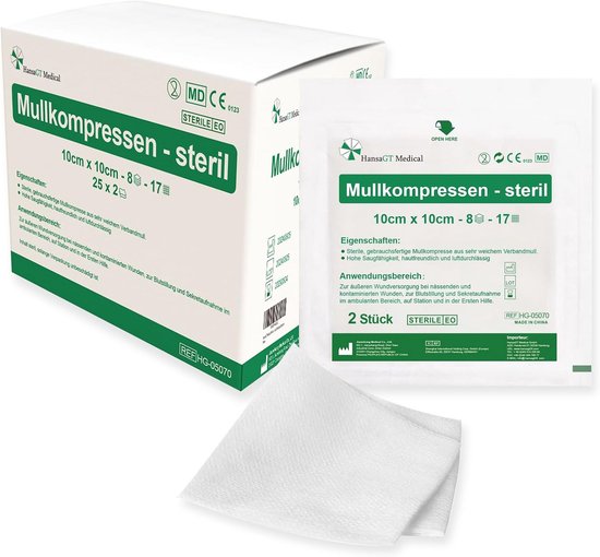 Steriele Kompressen 10x10 cm 50 Stuks Wondverband Absorberend | bol