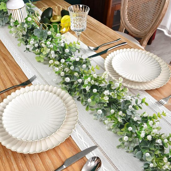 4x Kunstmatige Eucalyptus Slang met Witte Bloemen - Hangdecoratie ...