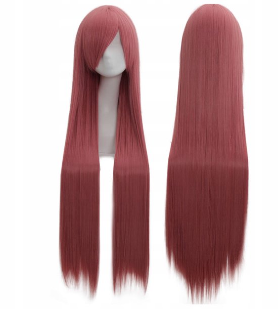 Roze Cosplay Pruik Lang Recht Haar met Pony - 100cm | bol