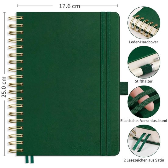 Bullet Journal Notitieboek B5, Geruit met 100 g/m² Dikker Papier, 150 ...