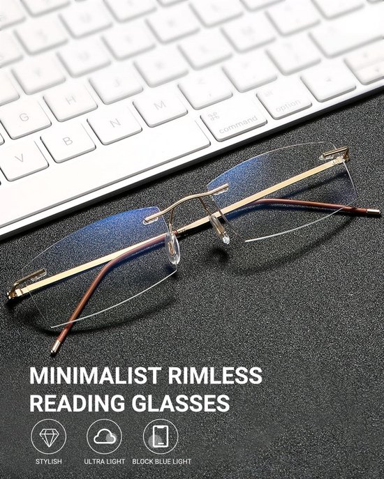 Randloze leesbril voor heren en dames, ultralicht metaal, met ...
